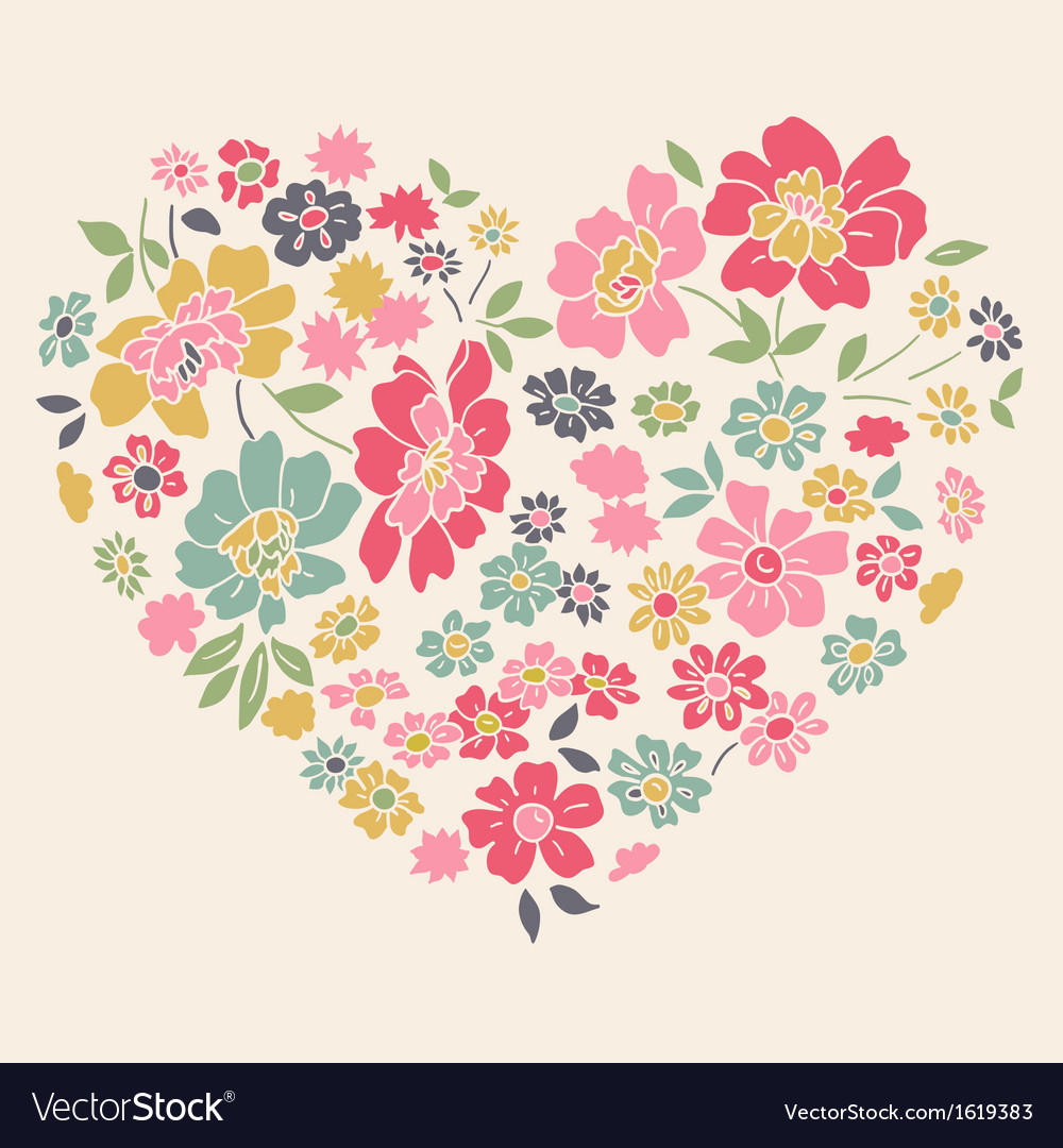 Romantic Card With Floral Heart Royalty Free Vector Image