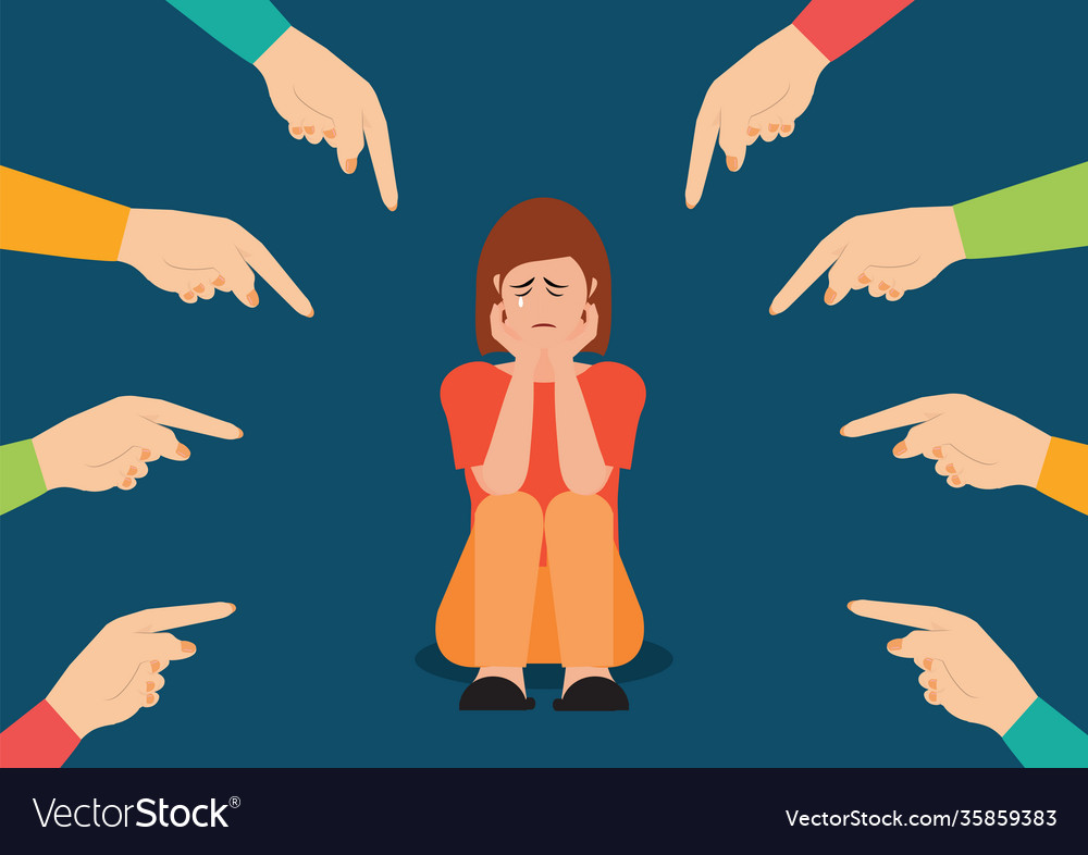 Sad Young Girl Sitting On Floor Surrounded Vector Image