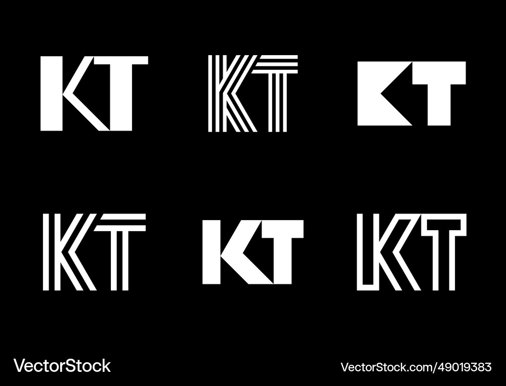 Set of letter kt logos Royalty Free Vector Image