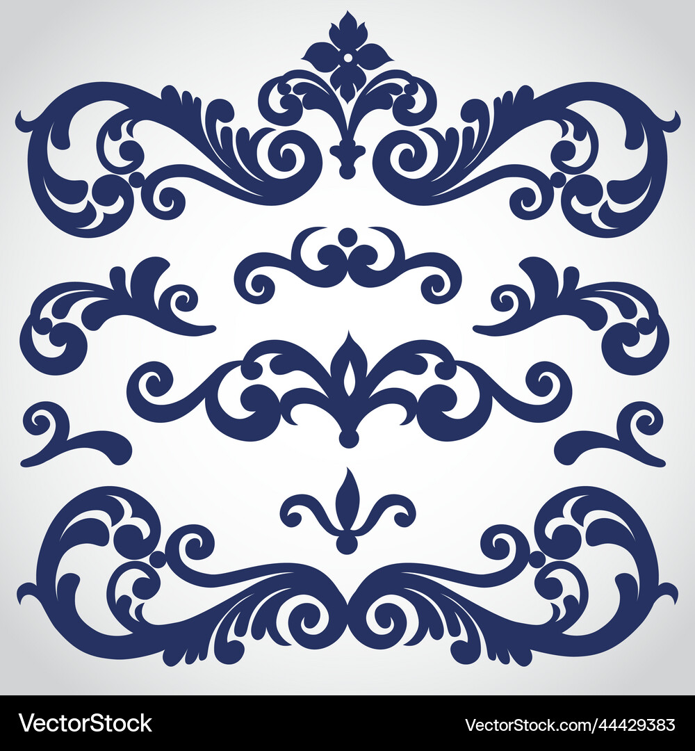 Set with ornament in victorian style Royalty Free Vector