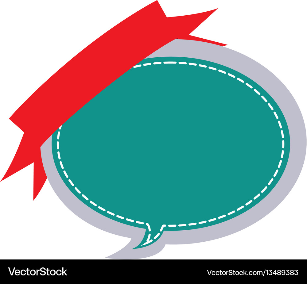 Sticker balloon dialog box design with ribbon Vector Image