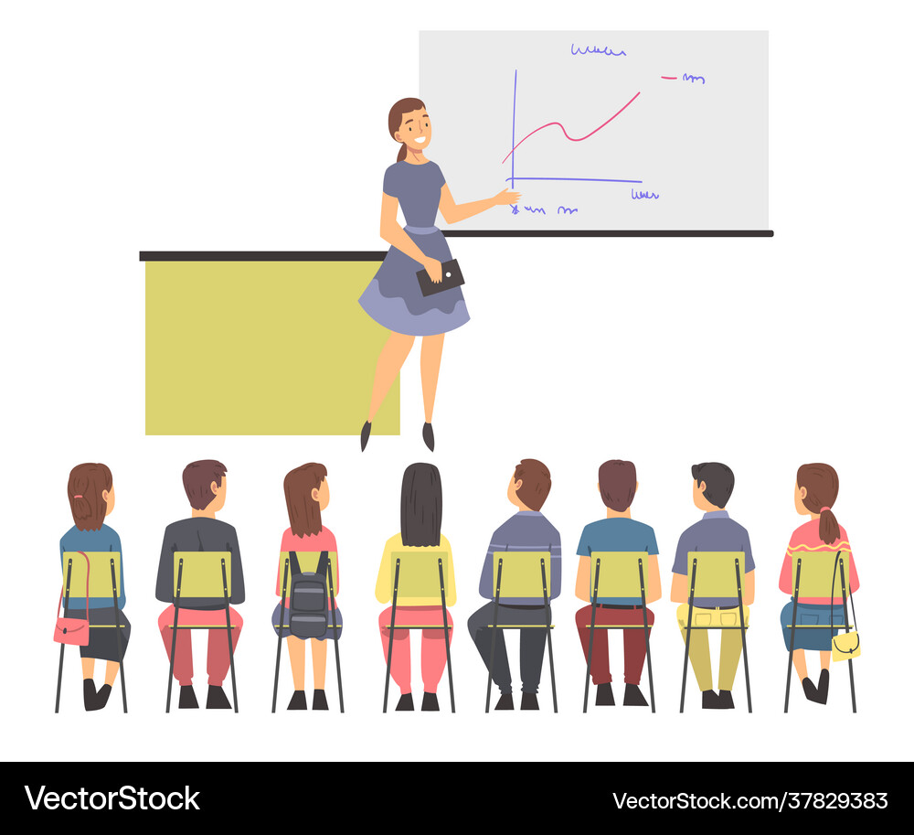 Training with people characters sitting in row Vector Image