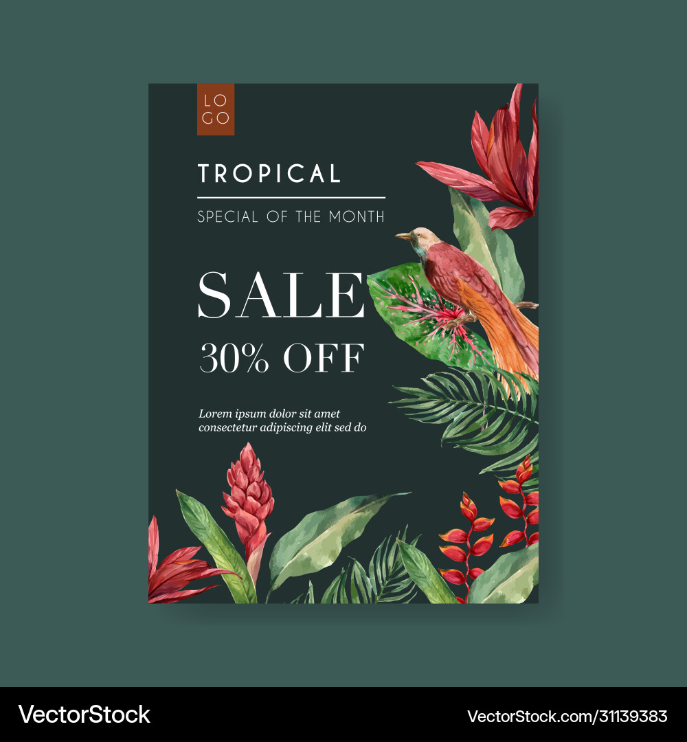 Tropical-themed poster design with foliage Vector Image