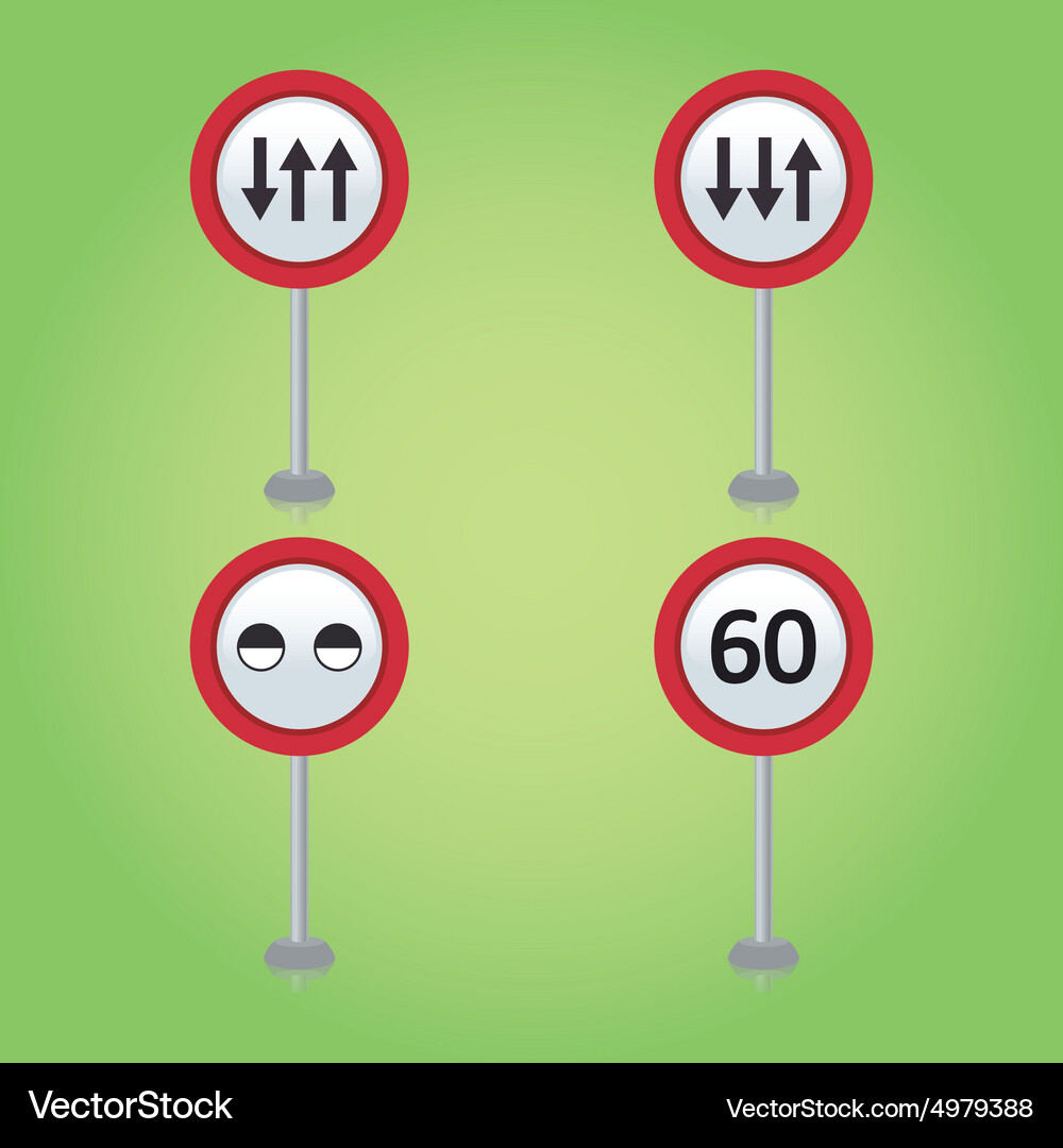 A set traffic signals on green background Vector Image