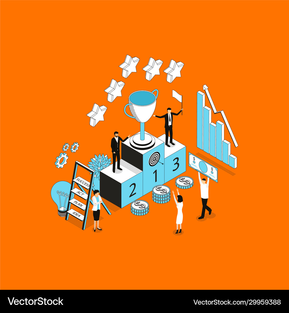 Business success concept 3d isometric view Vector Image