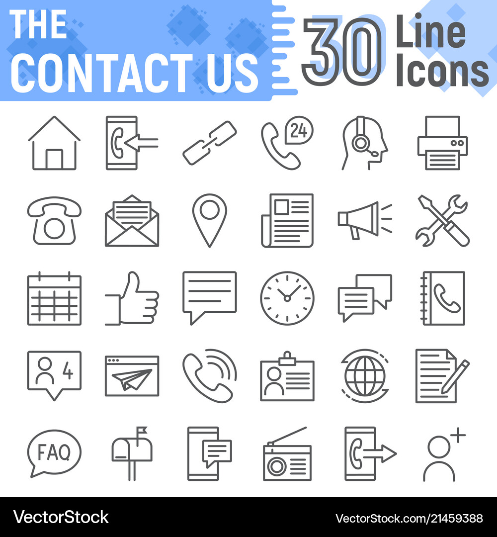 Contact us line icon set web symbols collection Vector Image