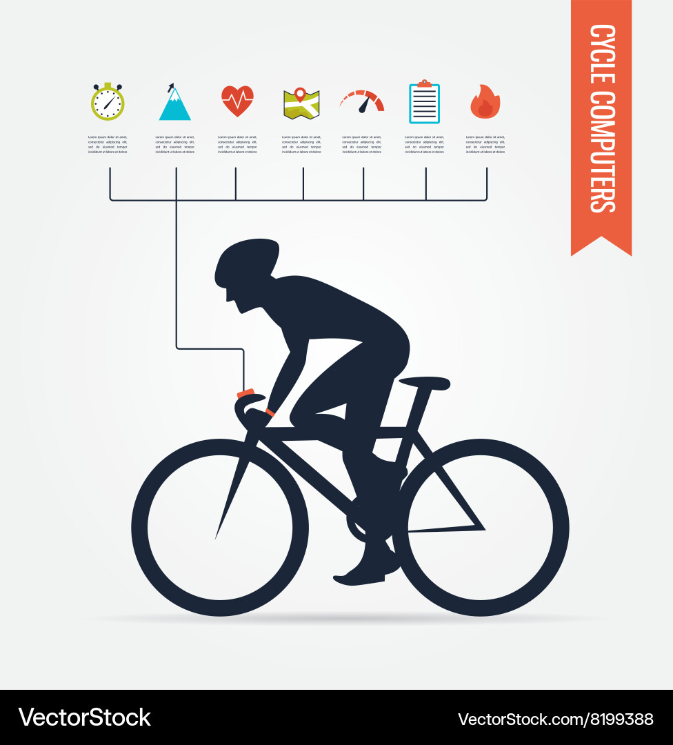 Gps computers and apps for bike cycling Royalty Free Vector