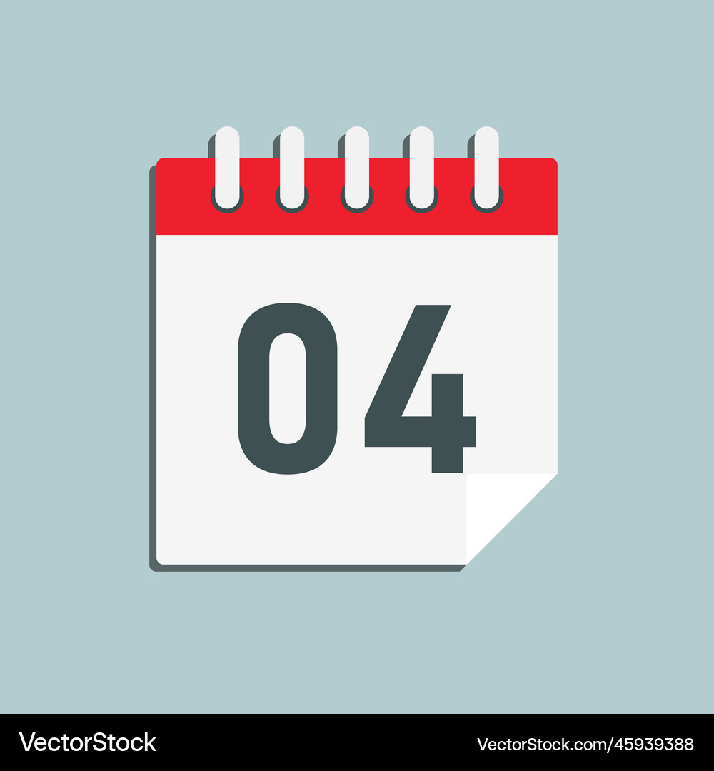 Icon page calendar day - number 4 Royalty Free Vector Image