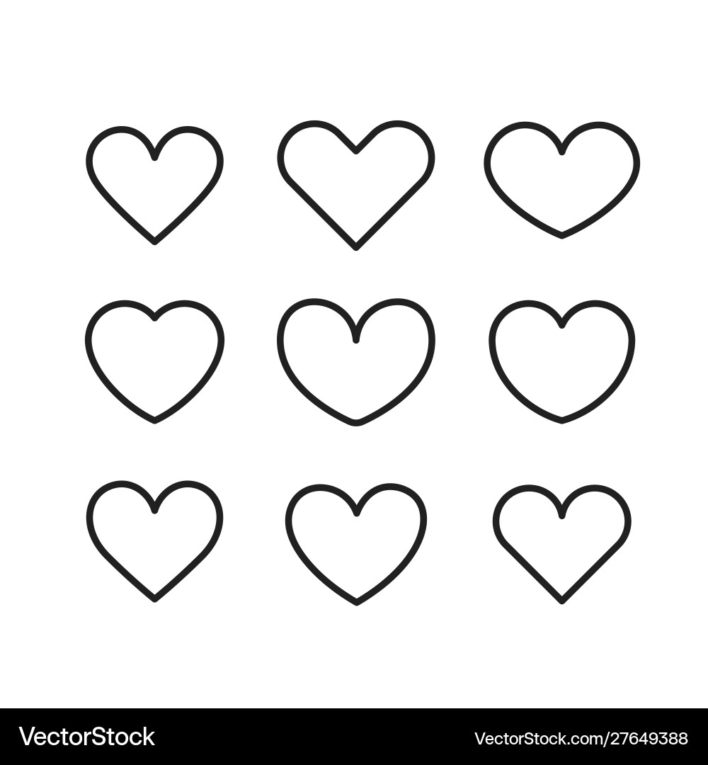 Linear heart icons set isolated on white Vector Image
