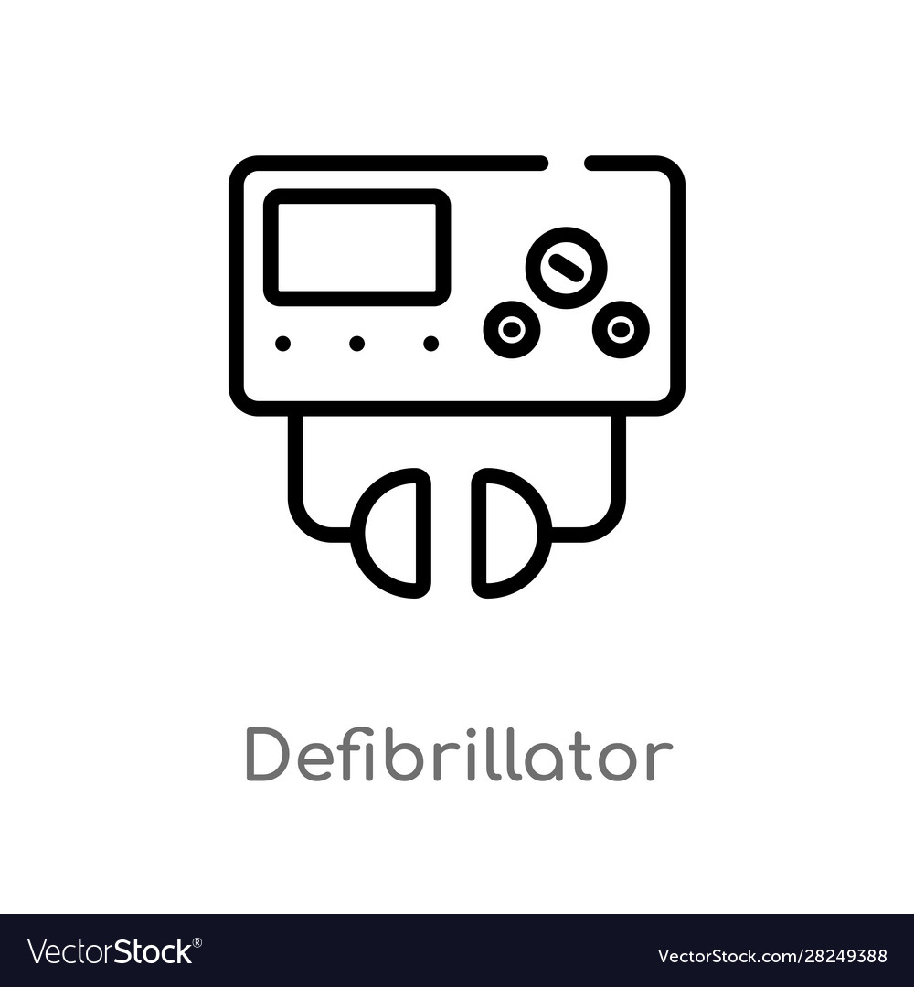 Outline defibrillator icon isolated black simple Vector Image