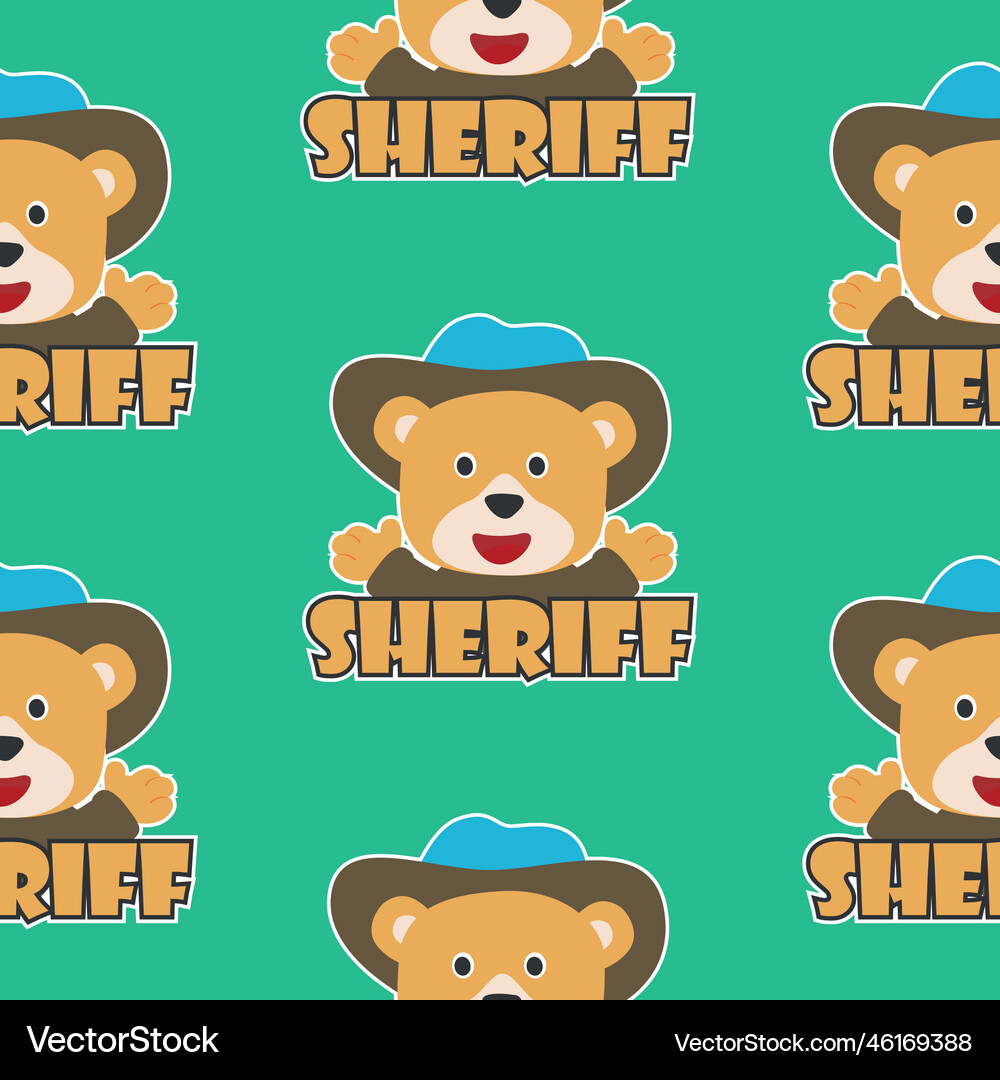 Seamless pattern texture with cute little sheriff Vector Image