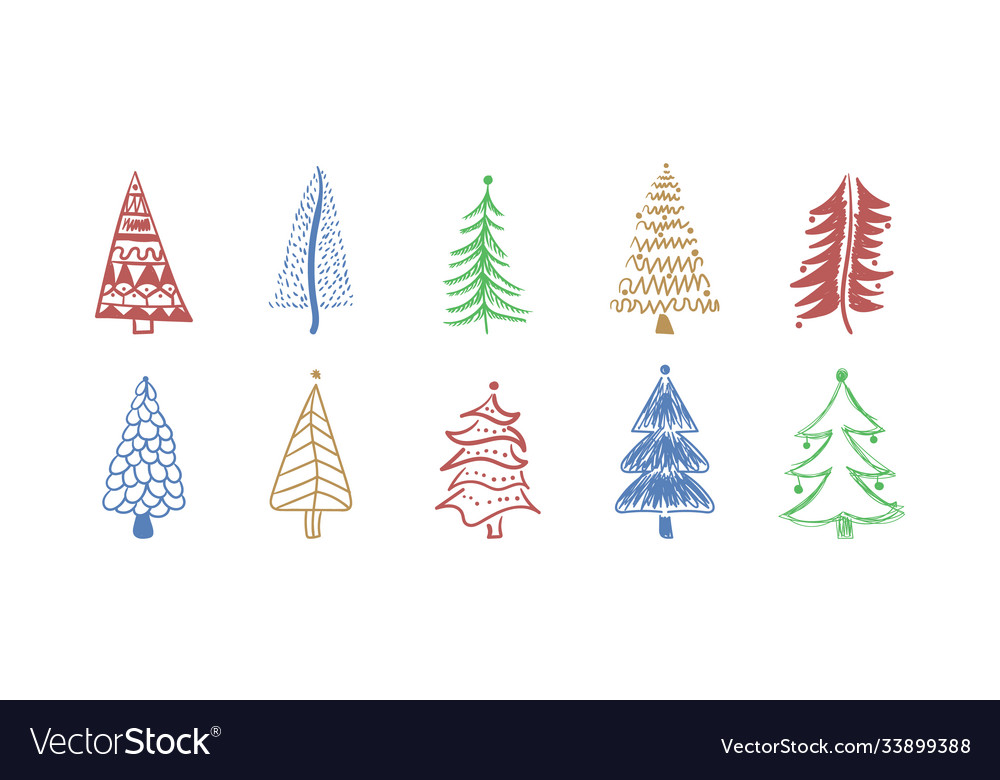Set christmas tree Royalty Free Vector Image - VectorStock
