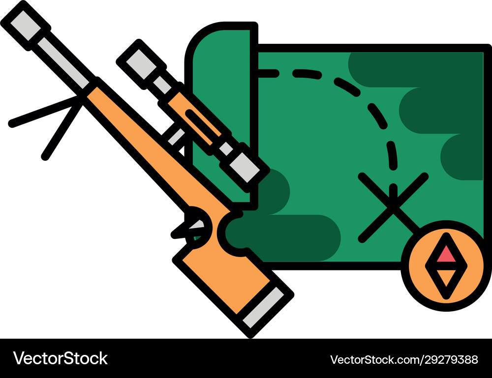 Sniper gun military force with paper map Vector Image