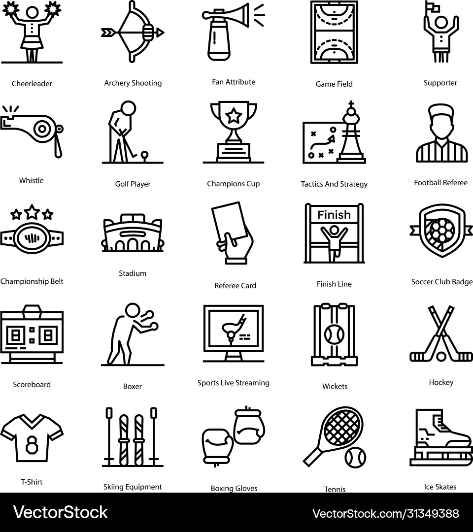 Sports icons pack Royalty Free Vector Image - VectorStock