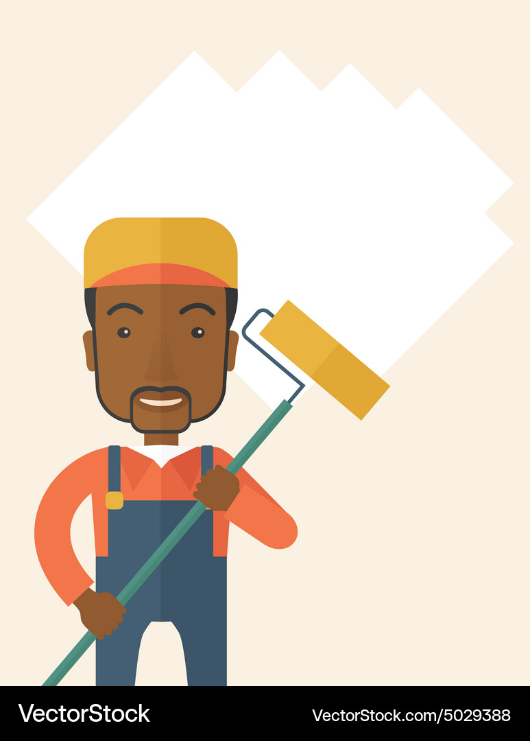 Standing african glass cleaner Royalty Free Vector Image