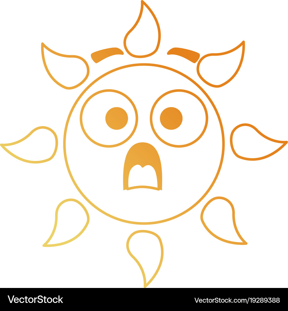 Summer sun terrified kawaii character Royalty Free Vector