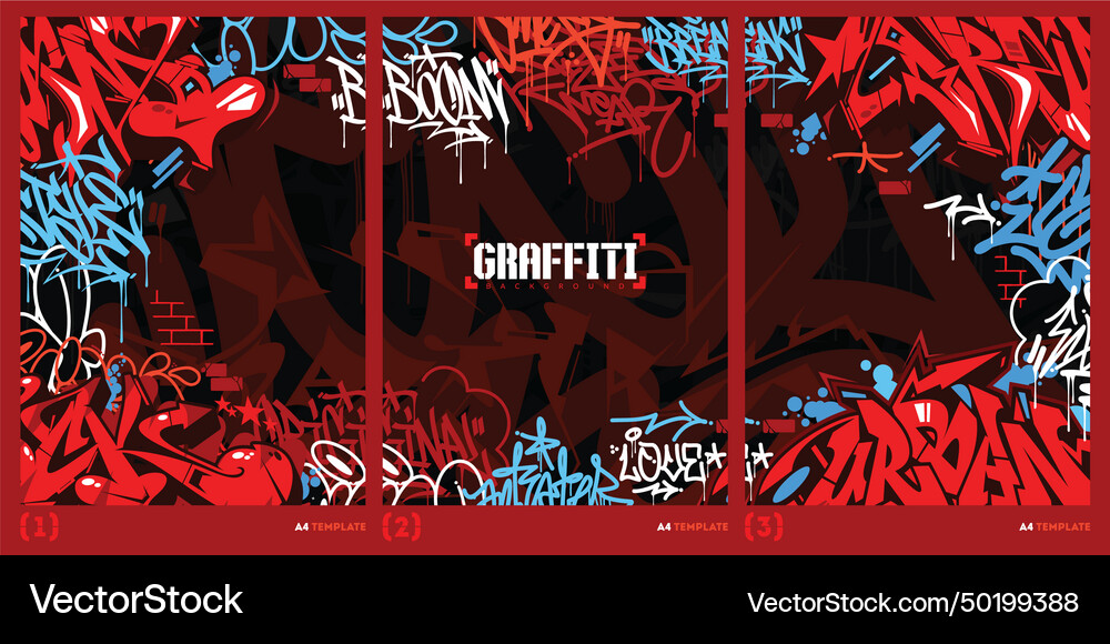 Trendy abstract dark red graffiti style a4 poster Vector Image