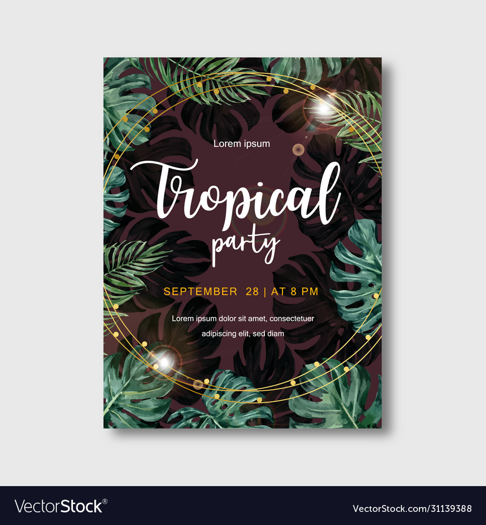 Tropical-themed poster design with monstera Vector Image