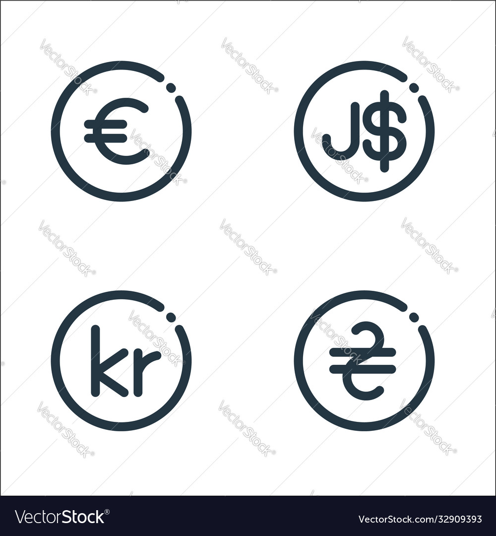 Currency line icons linear set quality line set Vector Image