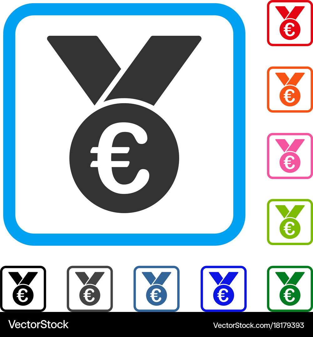 Euro prize medal framed icon Royalty Free Vector Image
