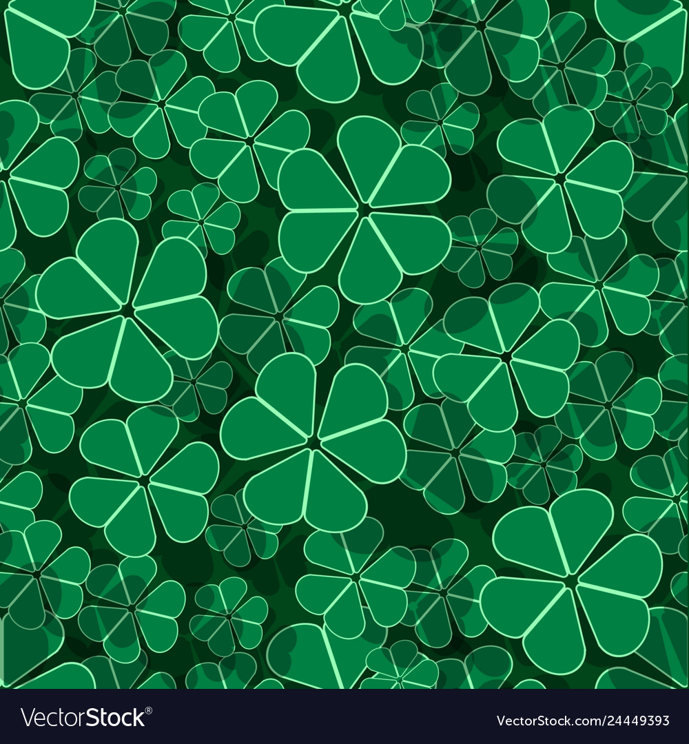 Pattern Seamless Green Shamrock Nature Background Vector Image