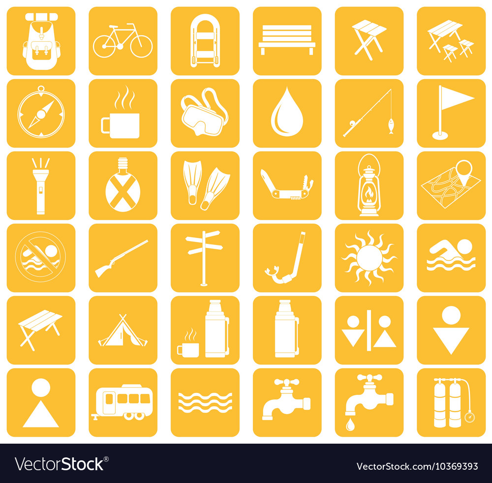 Set of camping equipment icons Royalty Free Vector Image