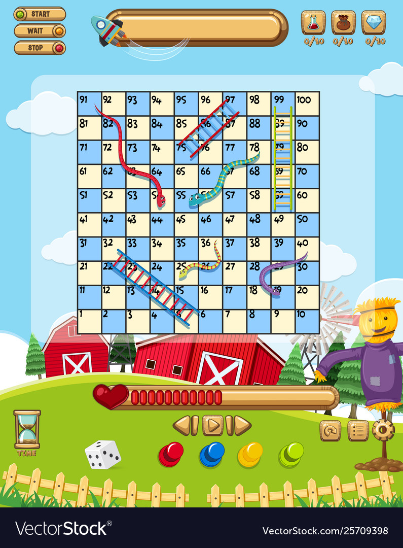 A snake ladder game template Royalty Free Vector Image