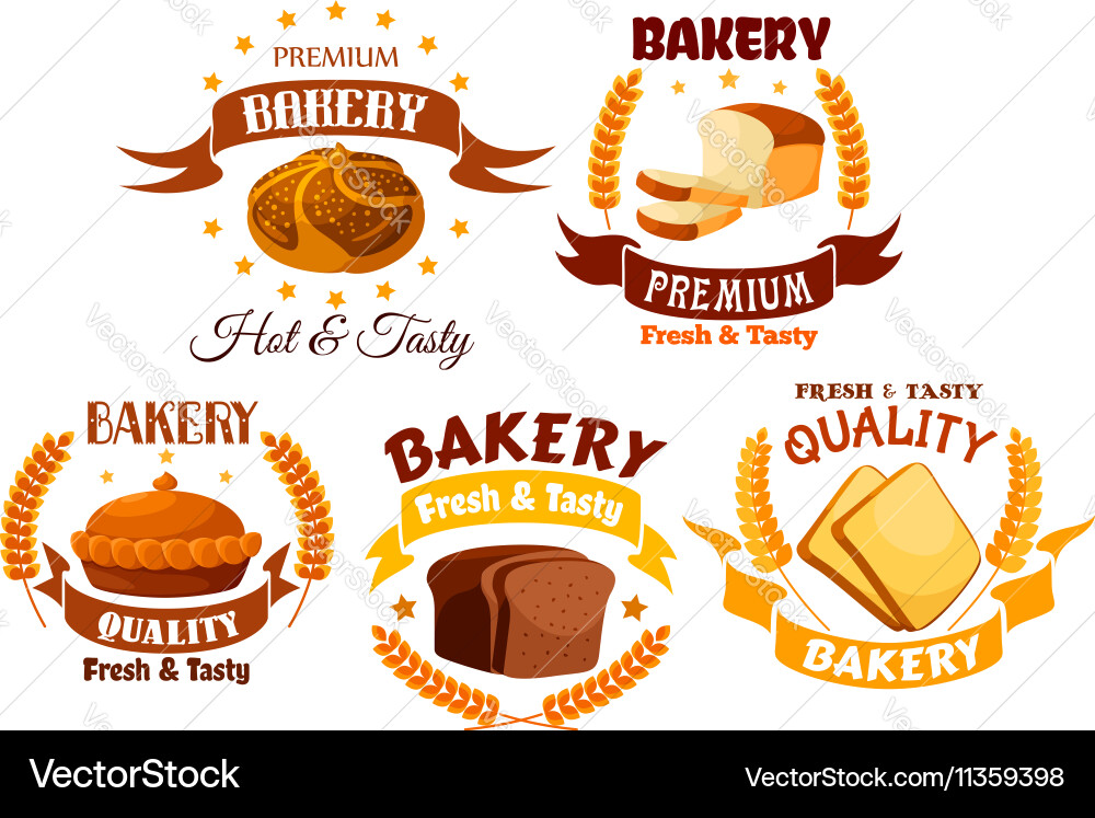 Bakery shop product labels set Royalty Free Vector Image