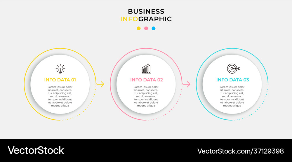 Business infographics timeline with 3 steps Vector Image