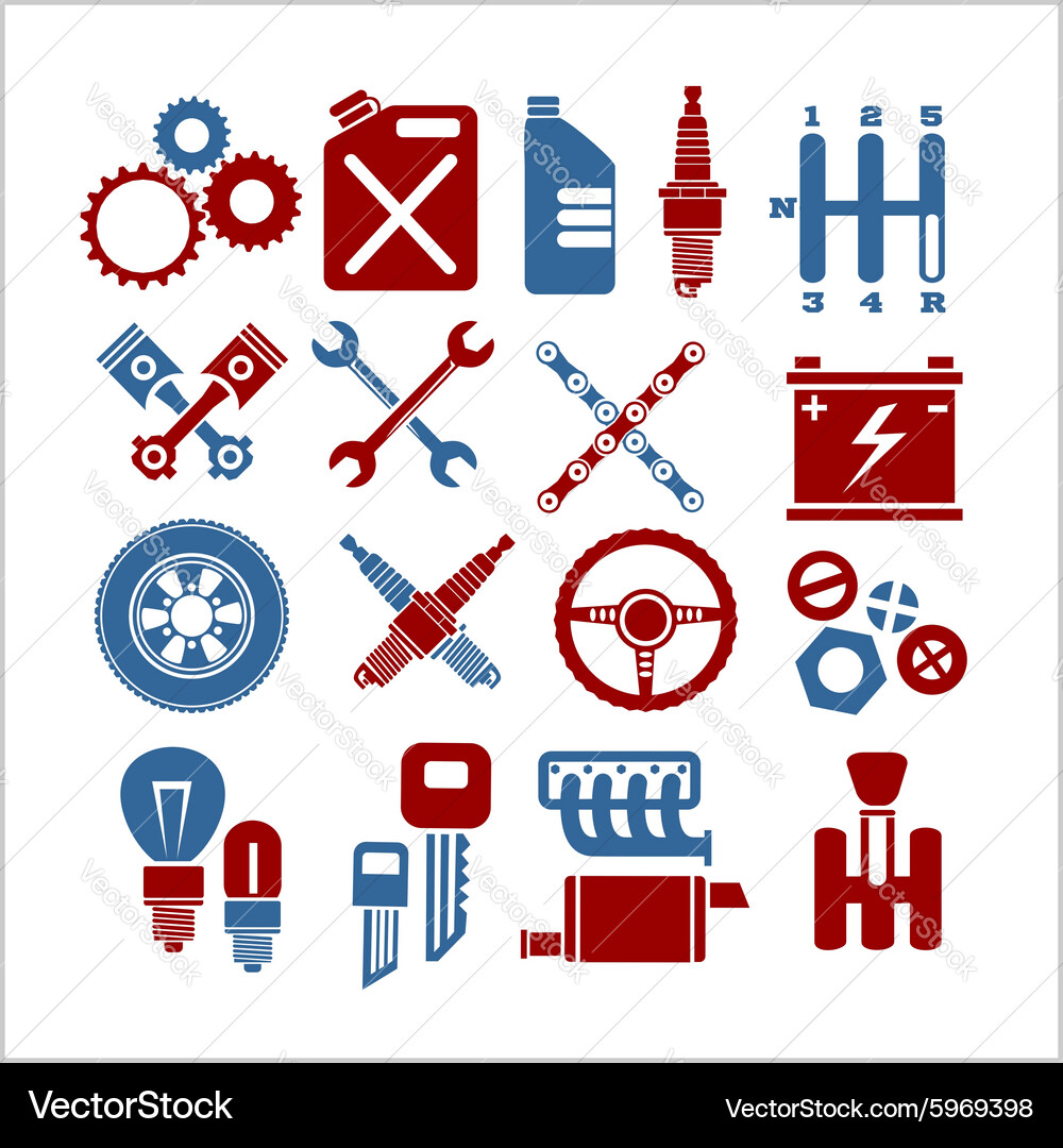 Car part icons set on a light background Vector Image