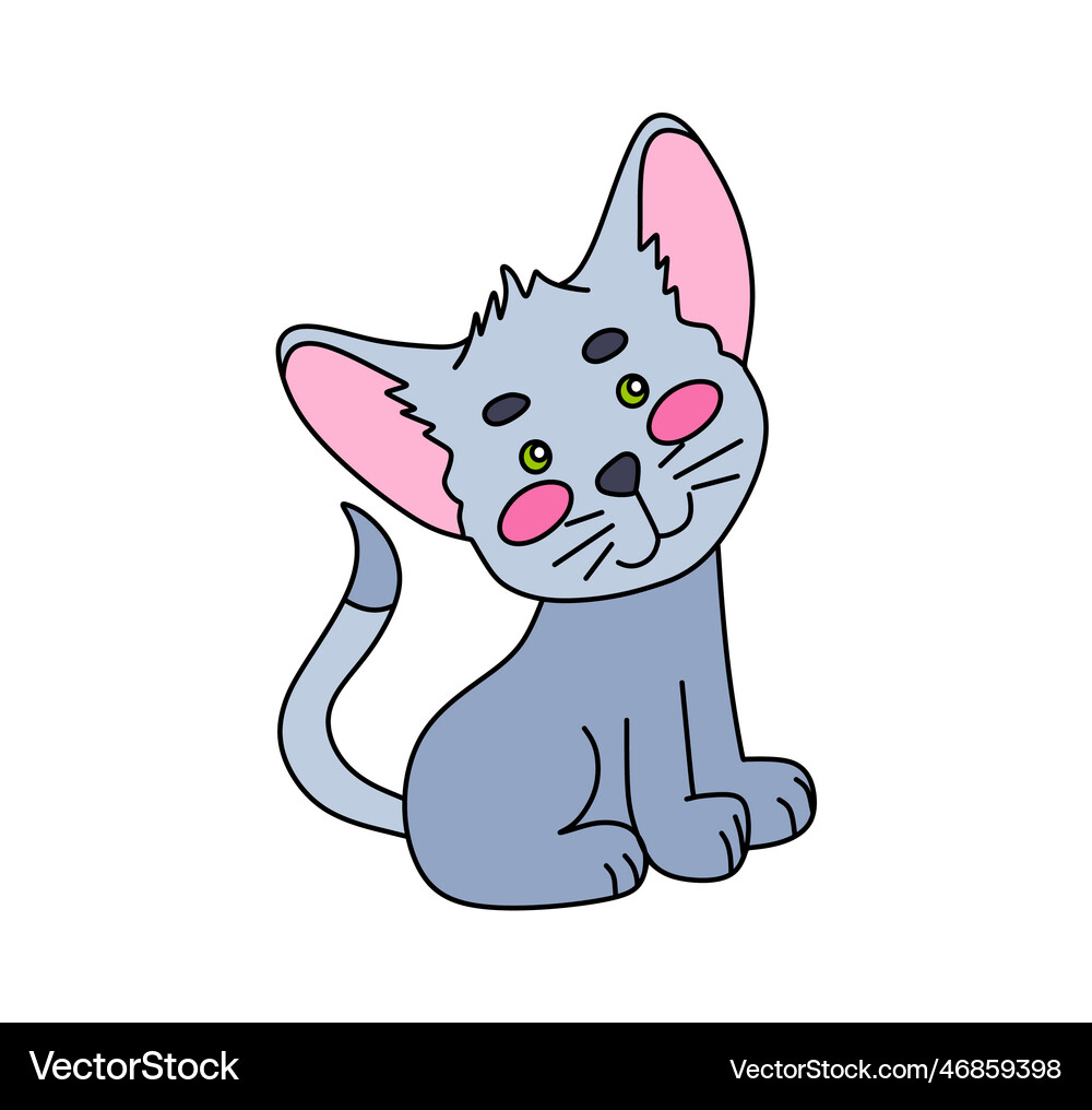 Cat character color doodle isolated on white Vector Image