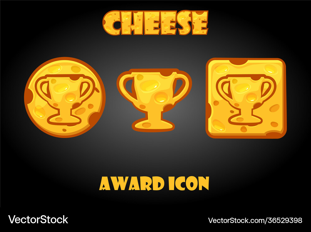 Cheese buttons with a reward icon for game Vector Image