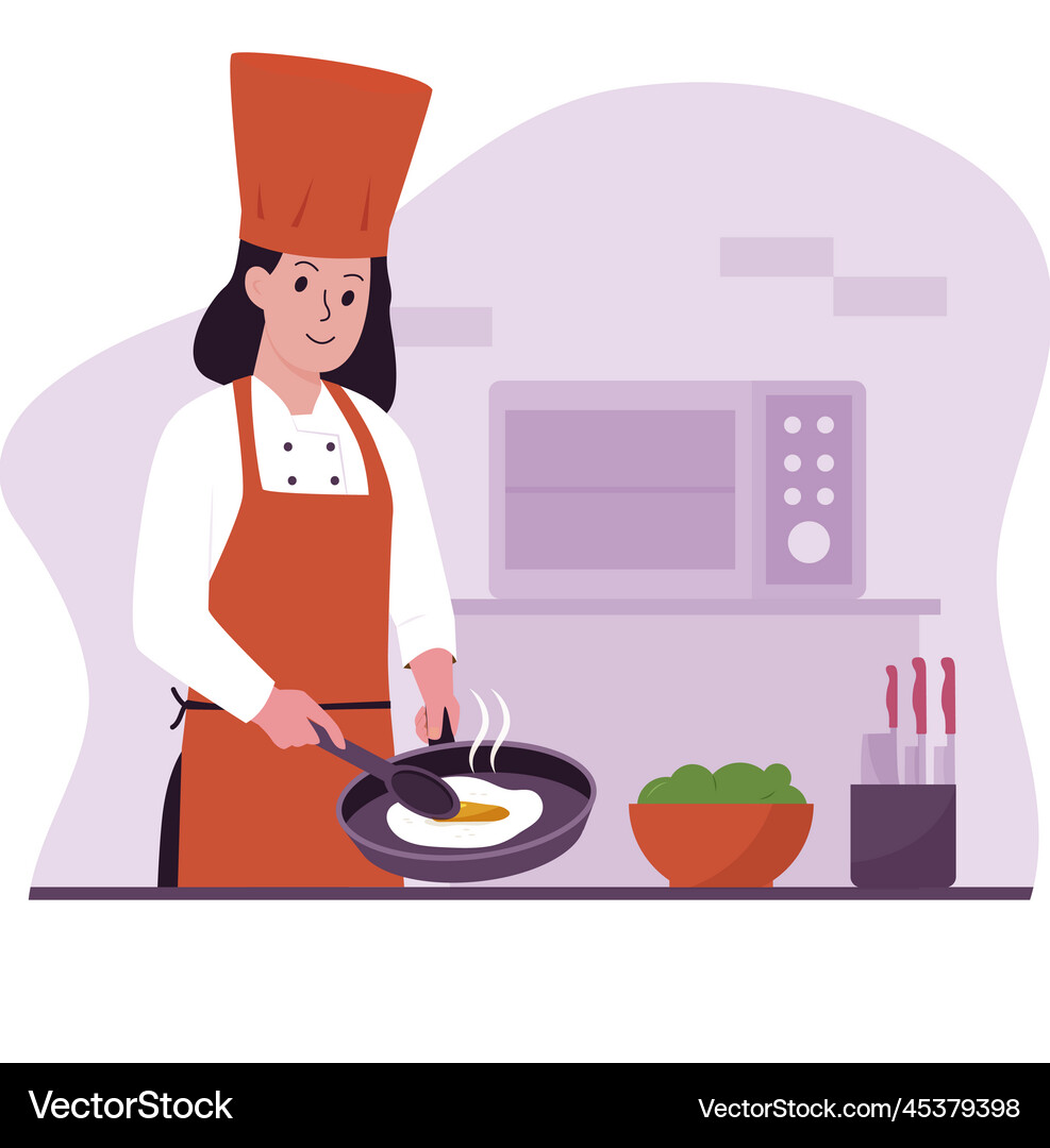Chef woman cooking design concept Royalty Free Vector Image