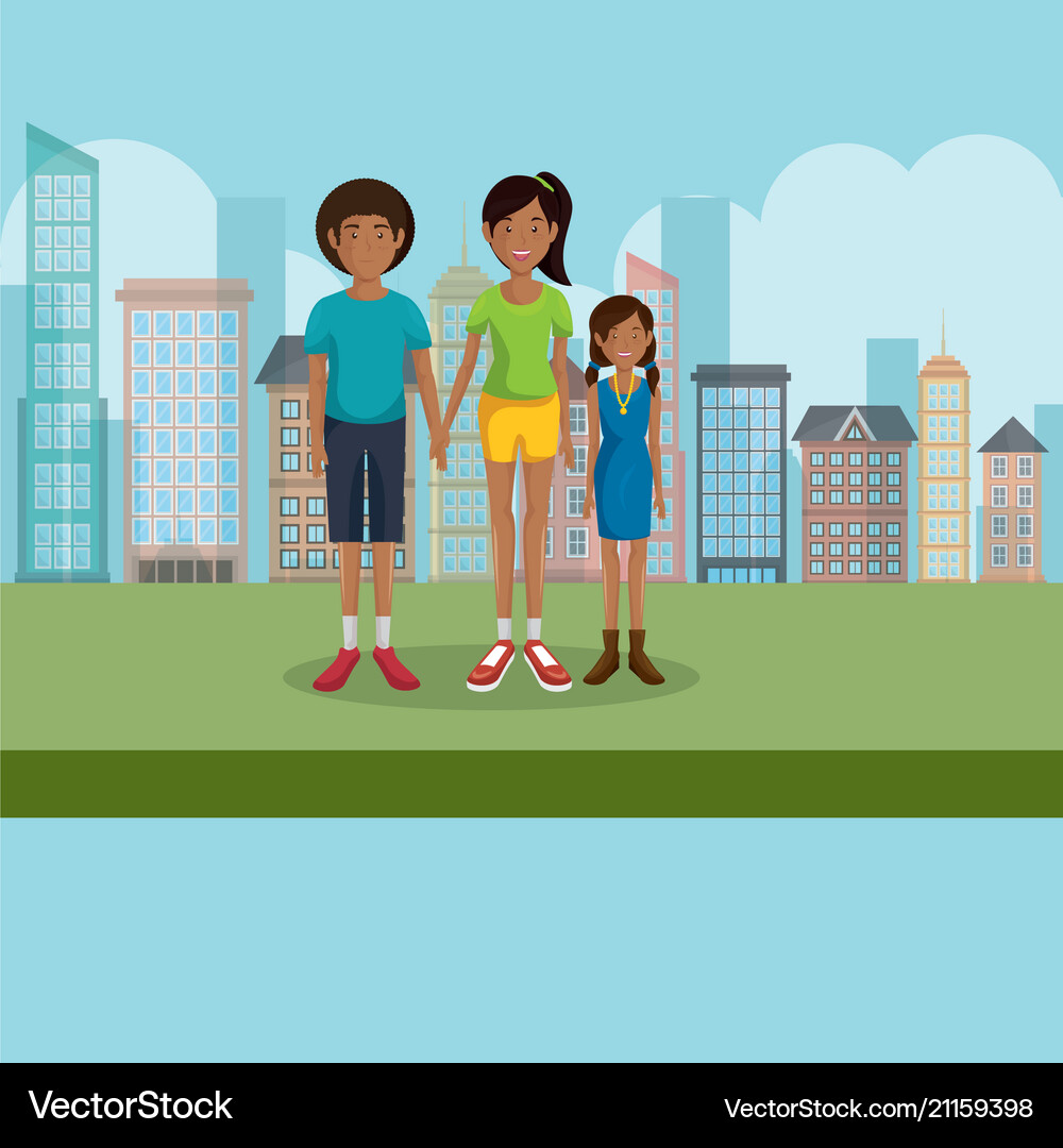 Family members outdoors characters Royalty Free Vector Image