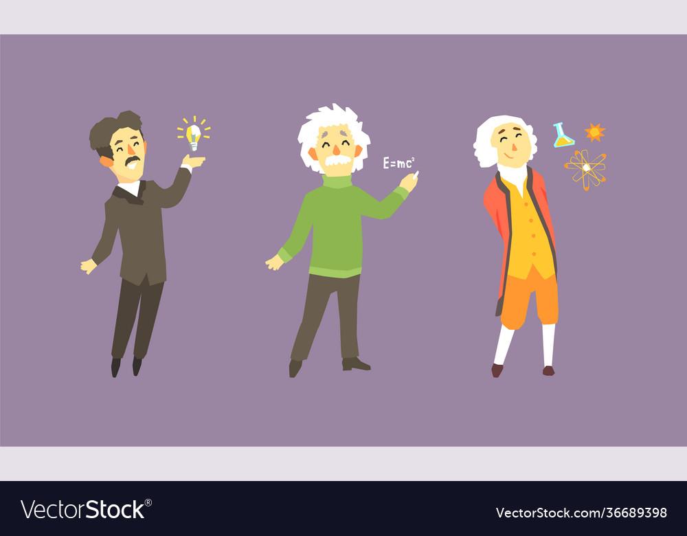 Famous scientist set thomas edison isaac newton Vector Image
