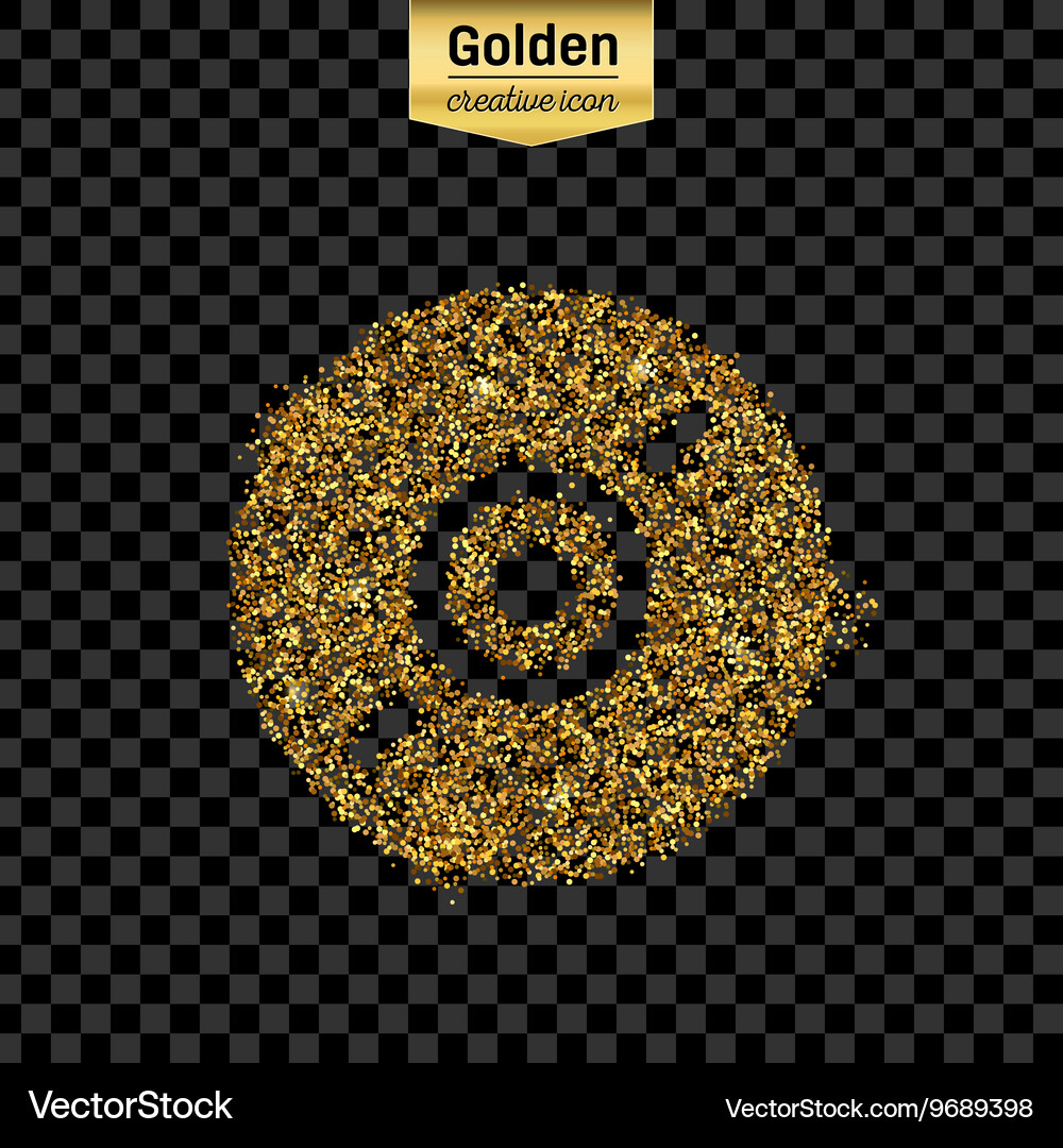 Gold glitter icon of cd disk isolated Royalty Free Vector