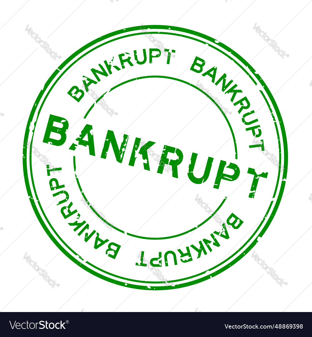 Grunge green bankrupt word round rubber seal Vector Image