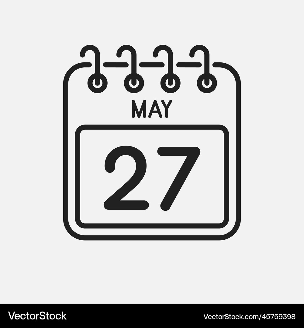 Icon page calendar day - 27 may Royalty Free Vector Image