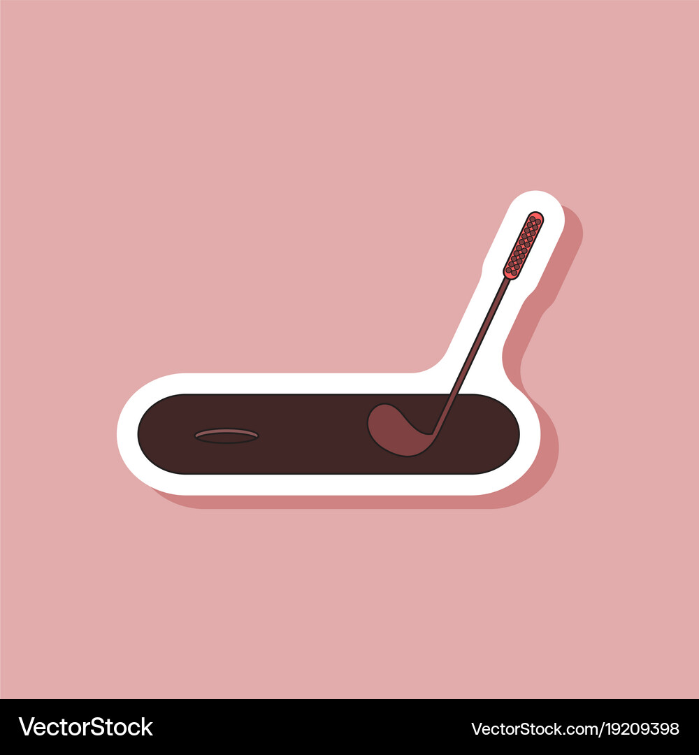 Paper sticker on stylish background golf stick Vector Image