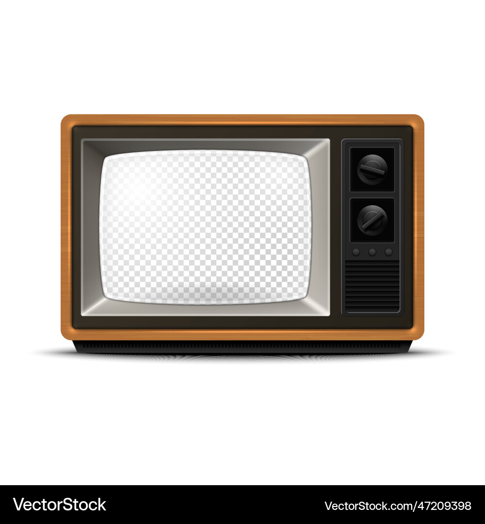 Retro tv receiver with wooden frame Royalty Free Vector