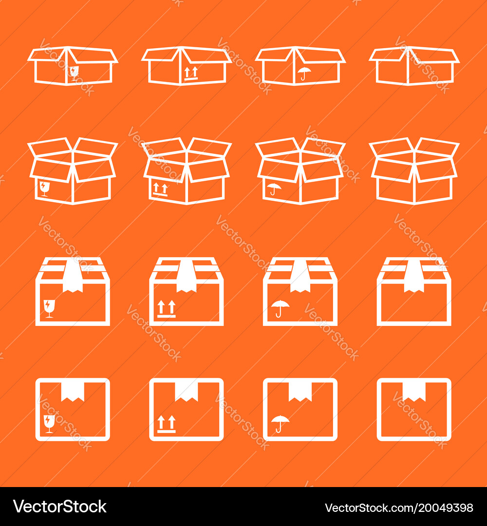 Set of packaging box icon flat shipping pack Vector Image