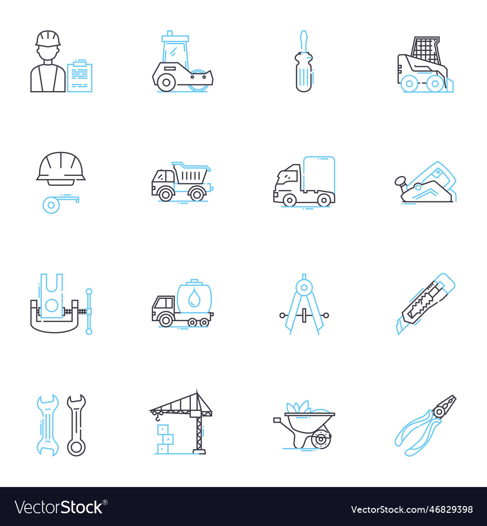 Sturdy construction linear icons set durable Vector Image