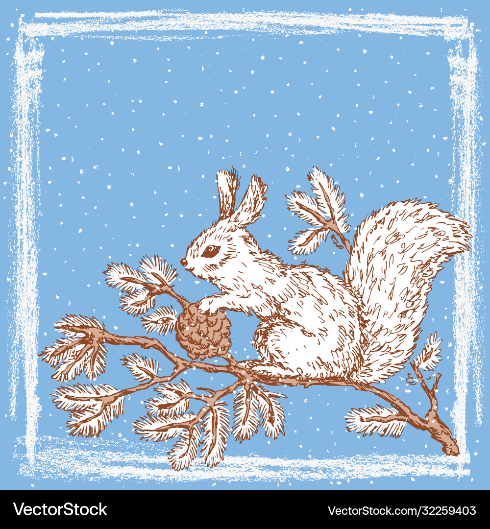 Card with textured frozen frame and drawn Vector Image
