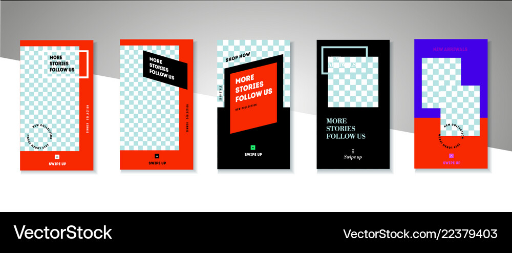 Editable social media stories for phone Royalty Free Vector