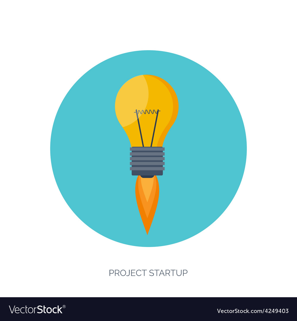 Flat rocket icon startup concept project Vector Image