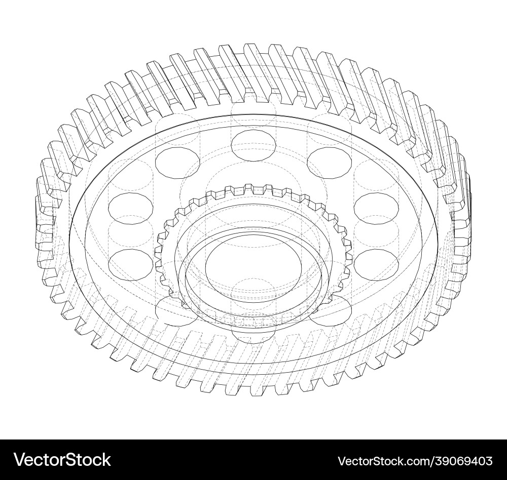 Gear wheel rendering of 3d Royalty Free Vector Image