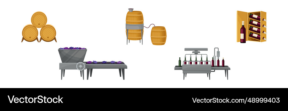 Grape wine production with alcoholic fermentation Vector Image