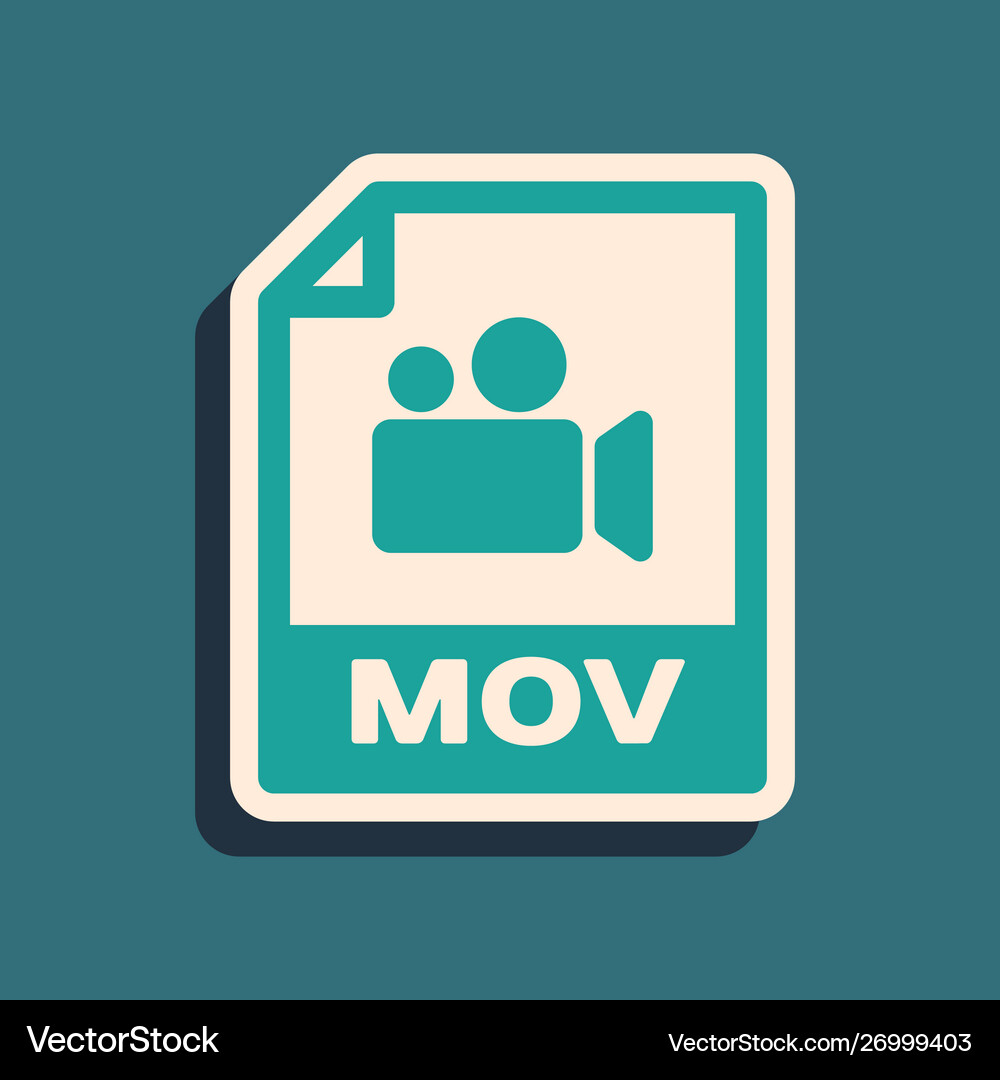 Green mov file document download mov button icon Vector Image