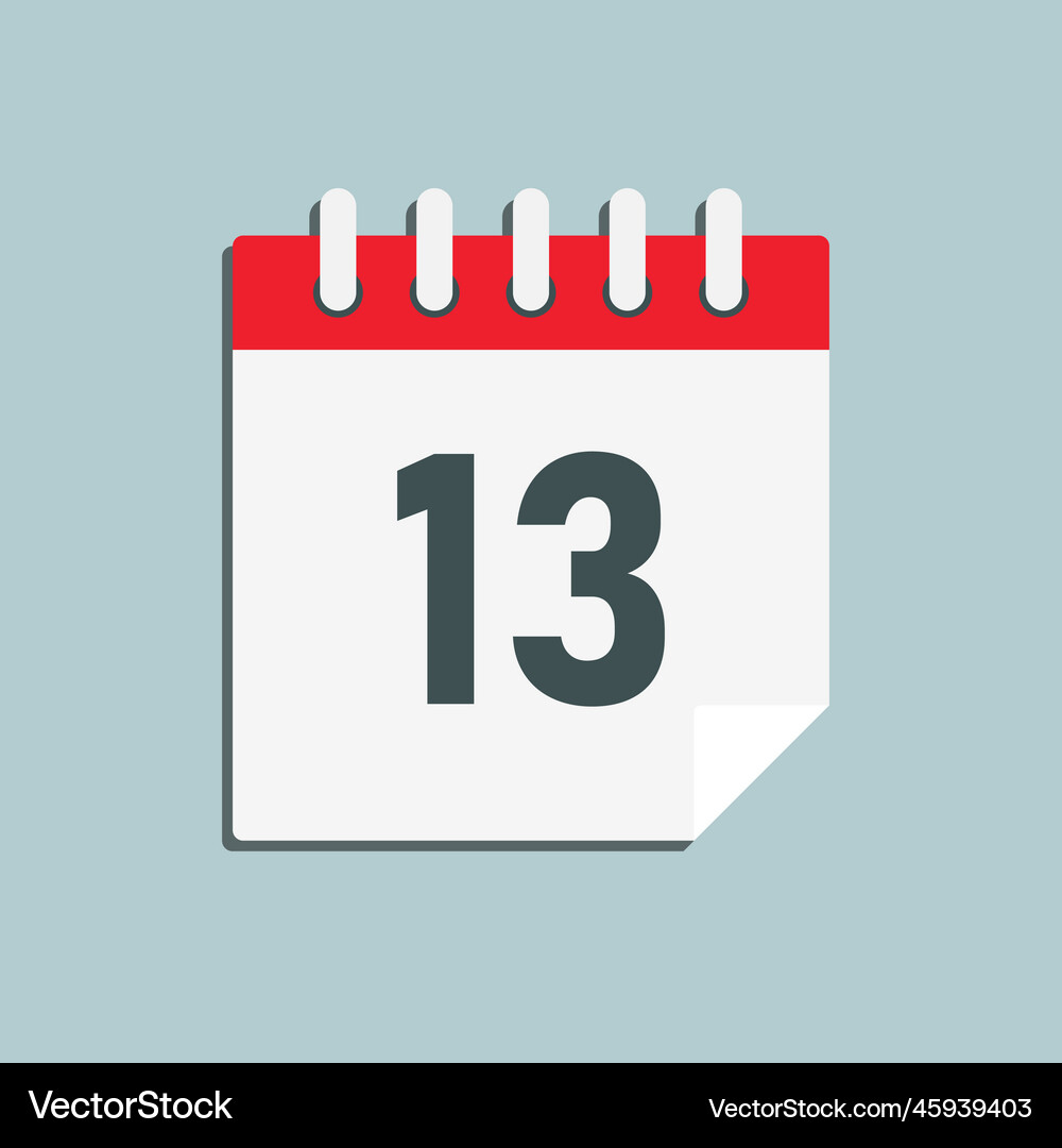 Icon page calendar day - number 13 Royalty Free Vector Image