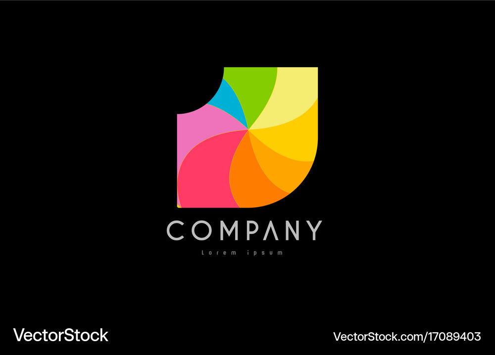 J rainbow colors logo icon alphabet design Vector Image